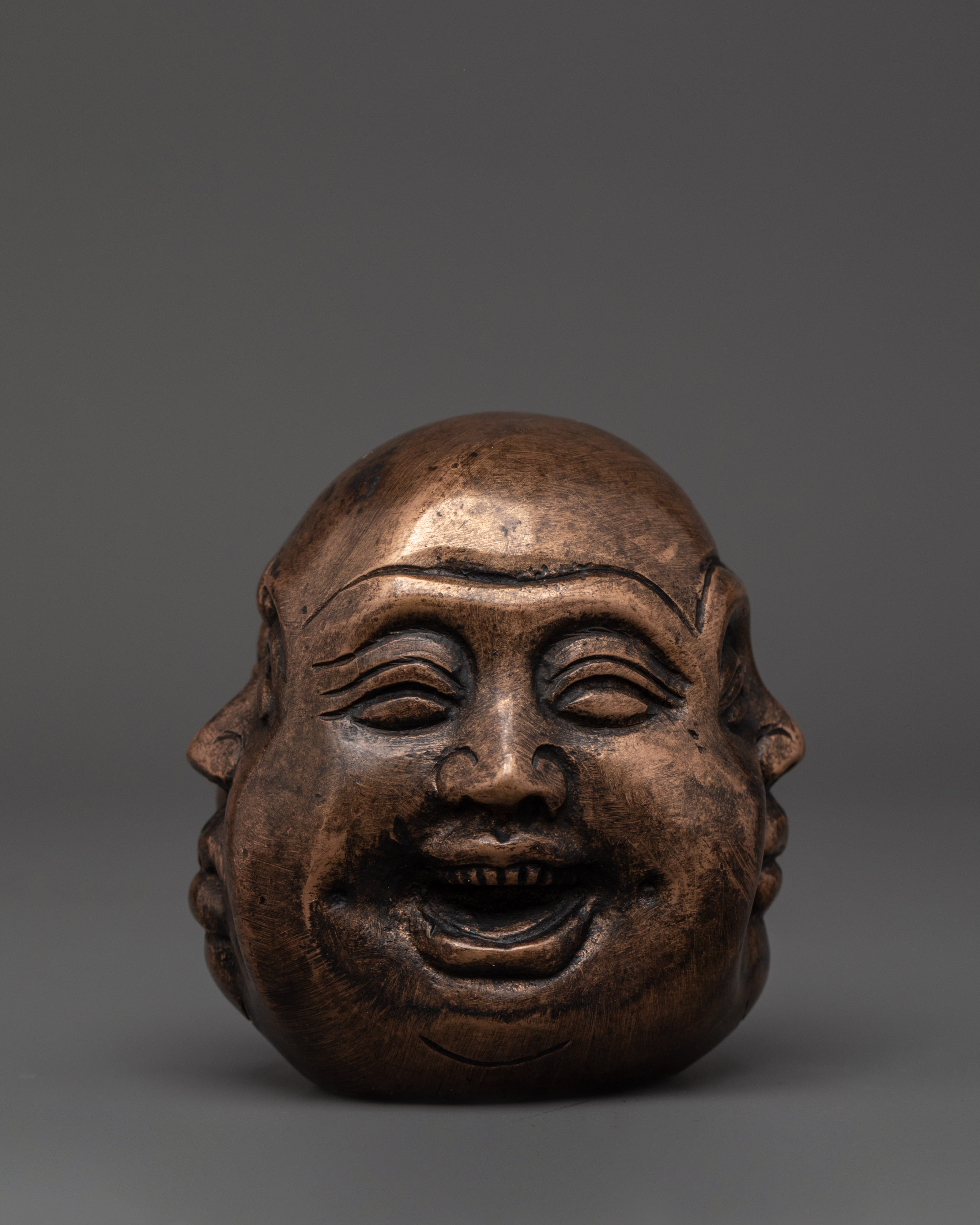Sacred Laughing Buddha Head | Brass Buddha Sculpture for Spiritual Dec ...
