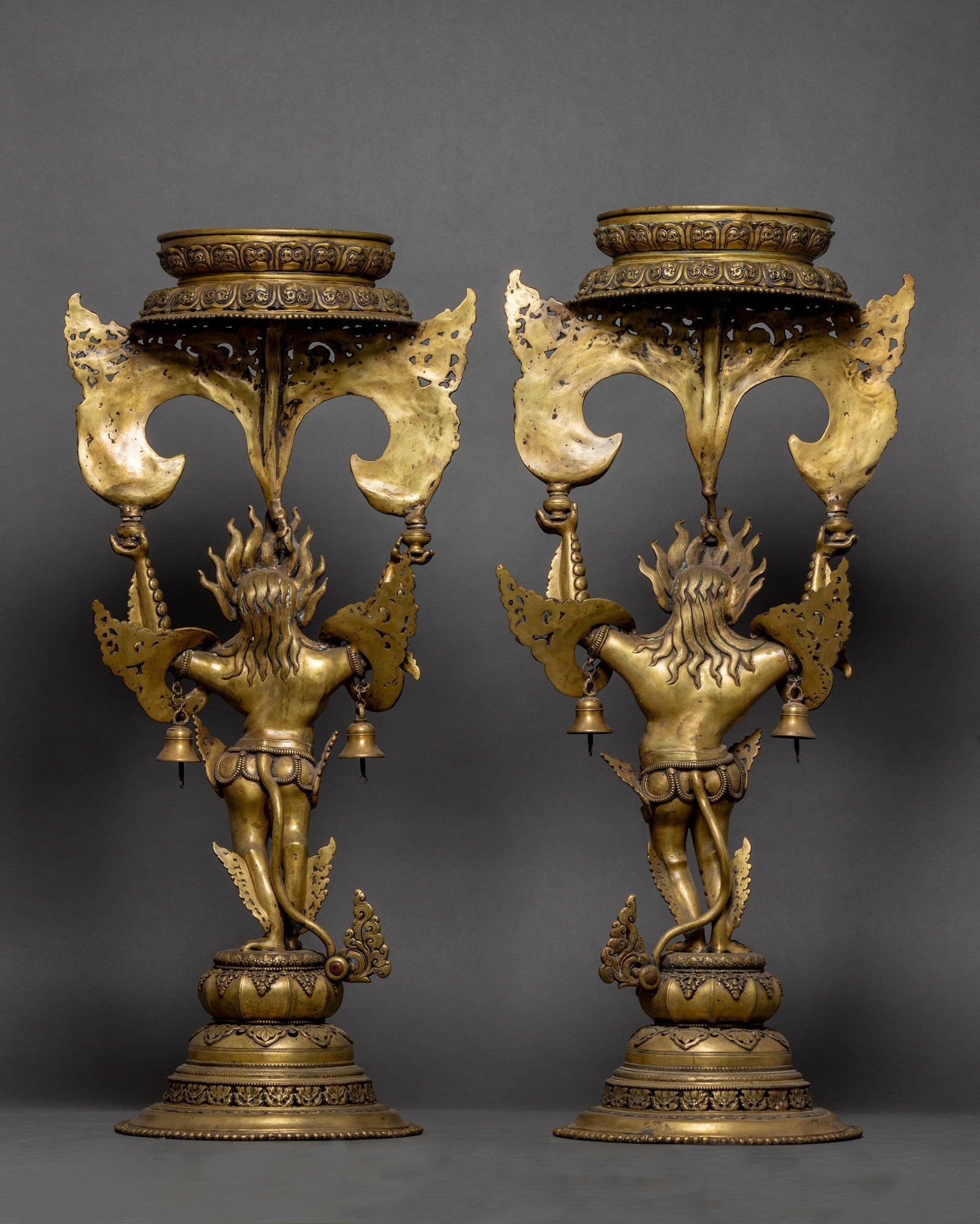 Traditional Oil Lamp Set | Buddhist Lion lamp