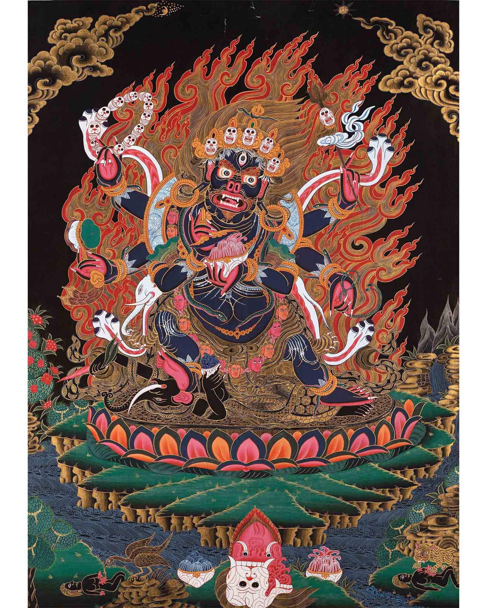 6 Armed Dharmapala Mahakala | Spiritual Art for Altar space
