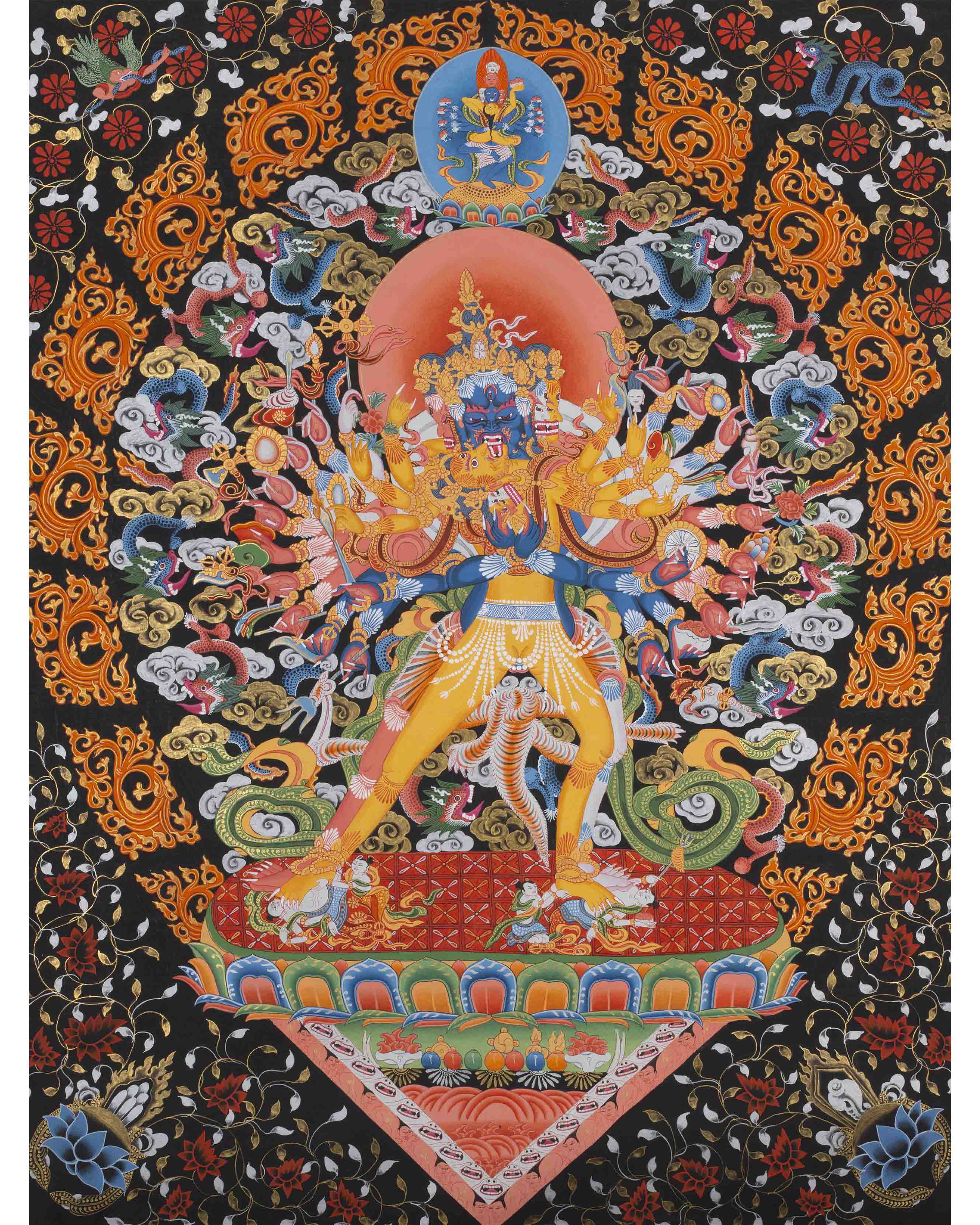 Kalachakra Deity Thangka | Kalachakra Yidam with his consort Vishvamat
